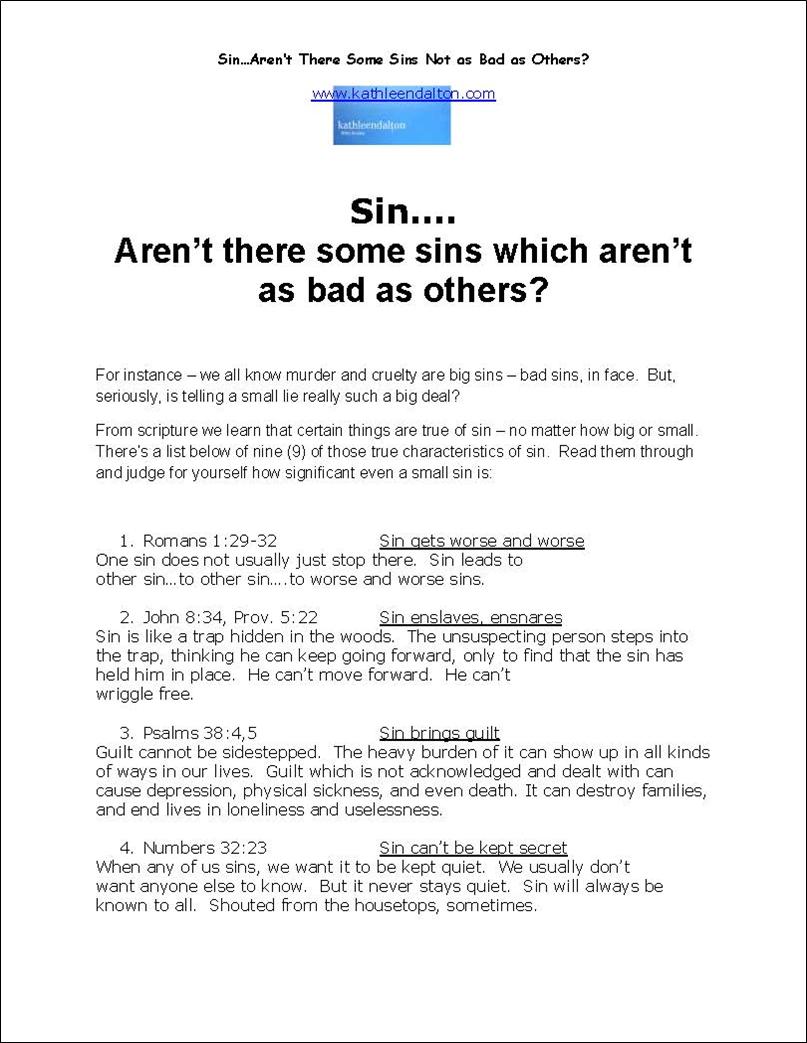 Sin…Aren’t There Some Sins not as Bad as Others? – Bible Studies by ...