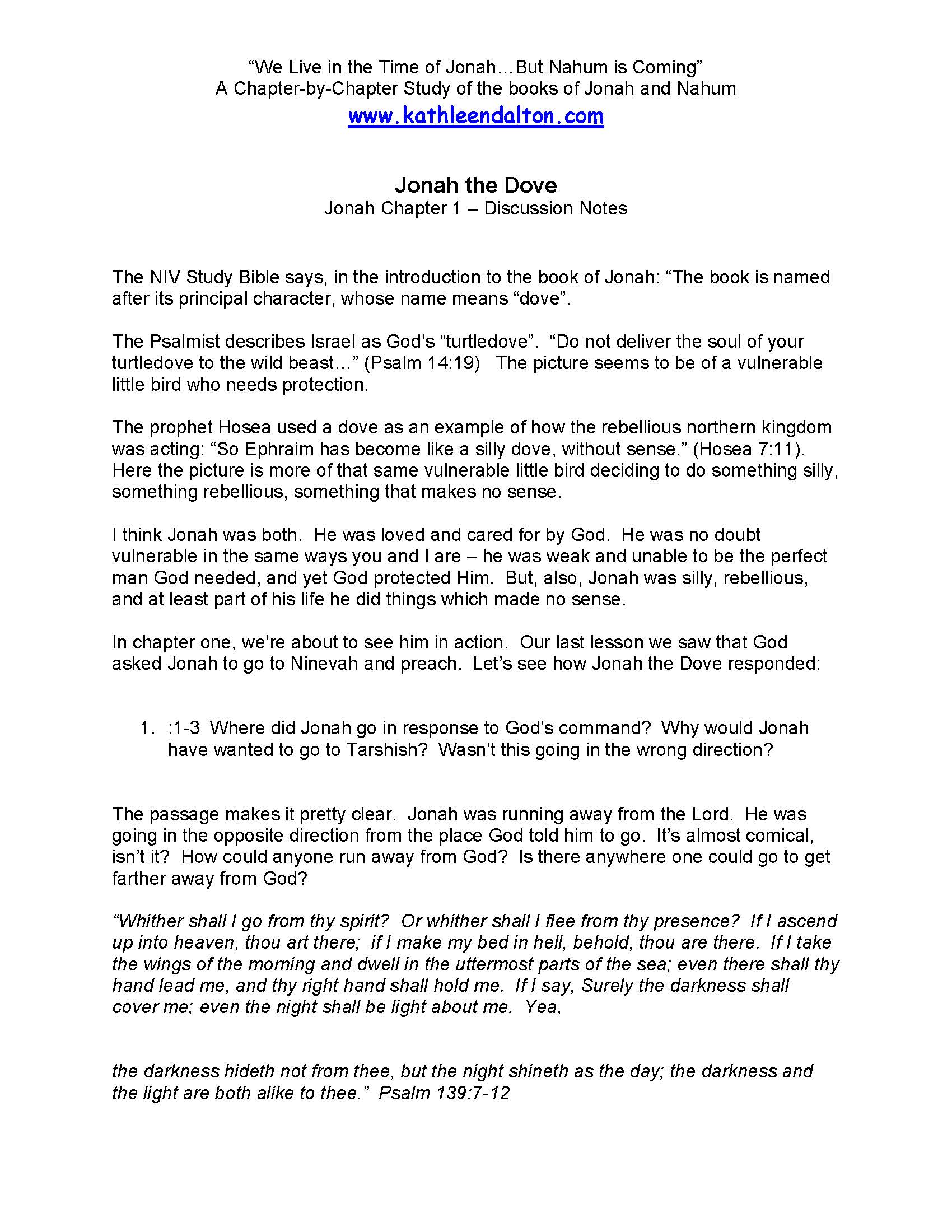 Here are the Discussion Notes for Jonah Chapter 1 – Bible Studies by ...