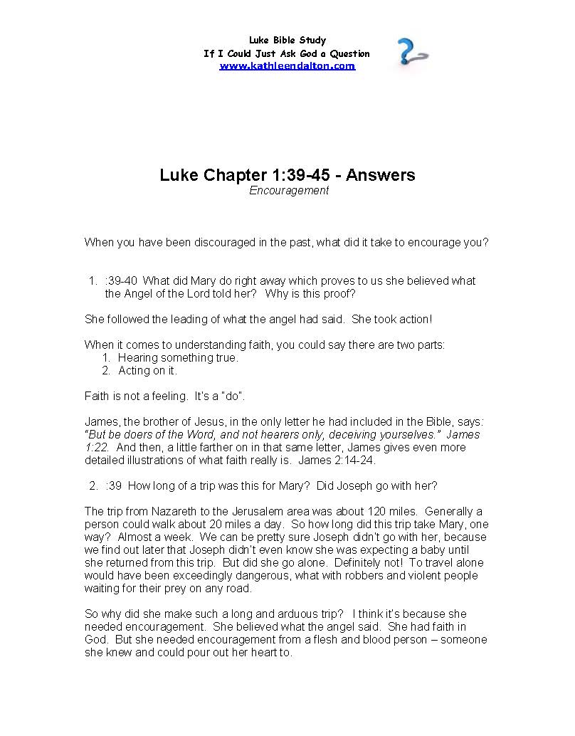 Luke 1:39-45 Answers and Audio from Class – Bible Studies by Kathleen ...